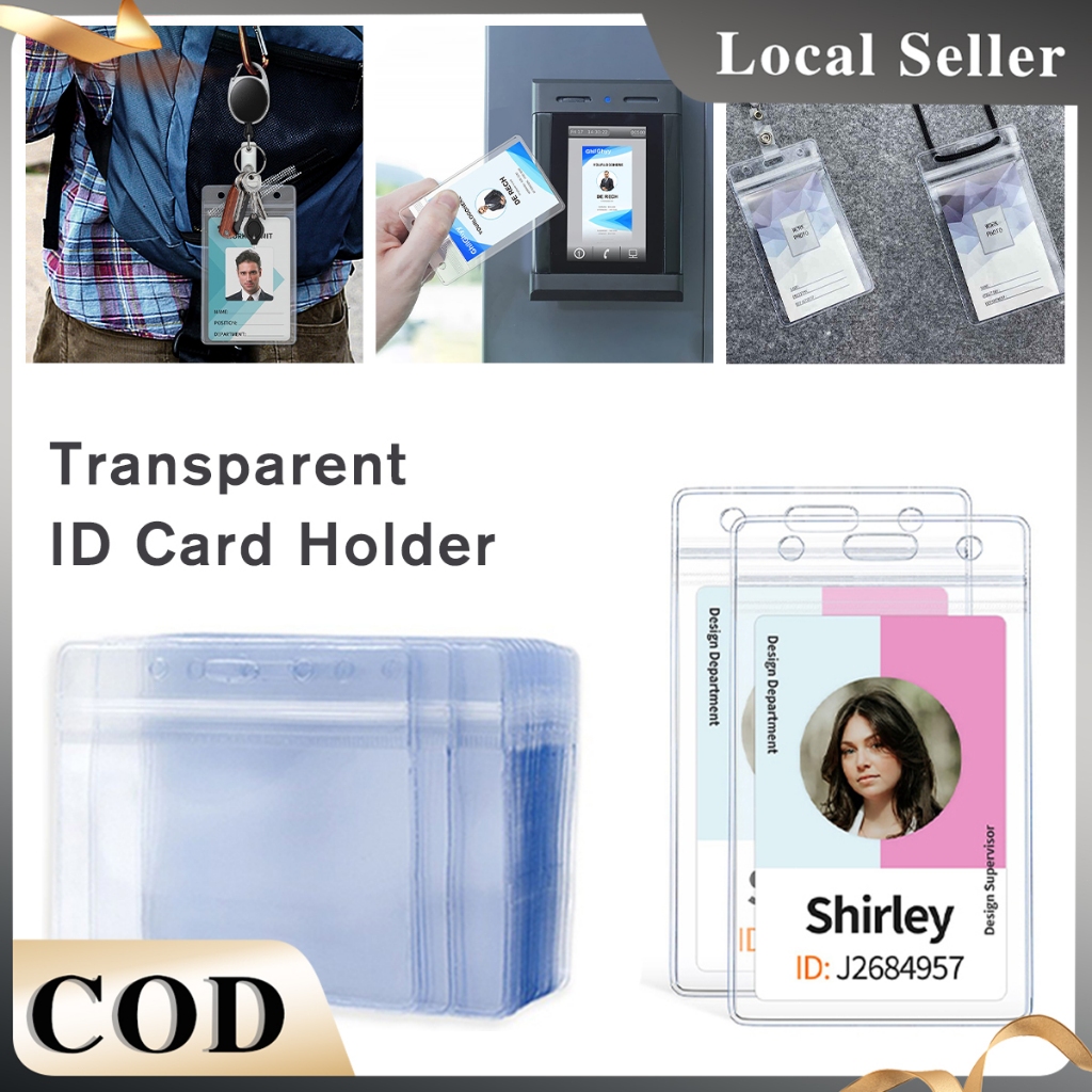 50Pcs Transparent ID Card Holder Waterproof PVC ID Card Name Tag Badge ...