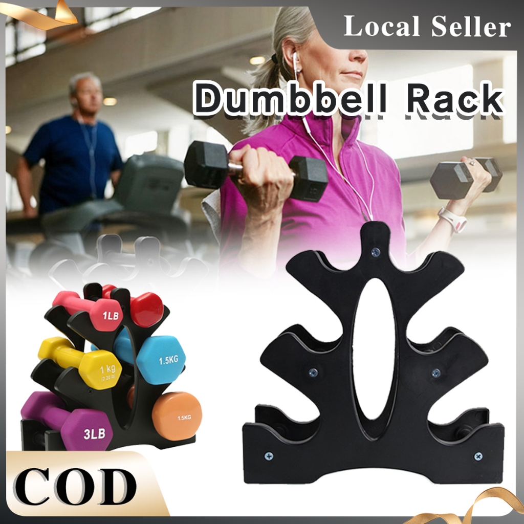 Dumbbell Rack Stand 3 Tier Compact Dumbbell Bracket Black Hand-Held ...