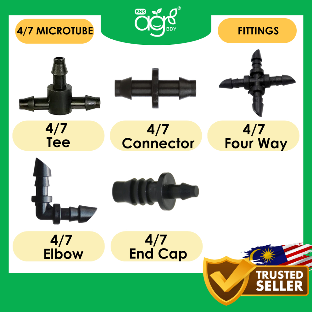 AgroBuddy 4/7mm Microtube Fittings Accessories Fertigation Irrigation ...
