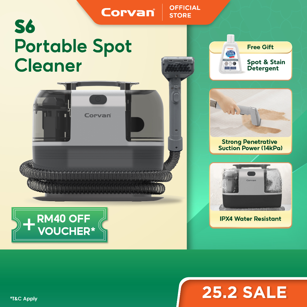 Corvan S6 TurboDry Spot Cleaner: Fabric & Carpet Stain Remover | 1 YEAR ...