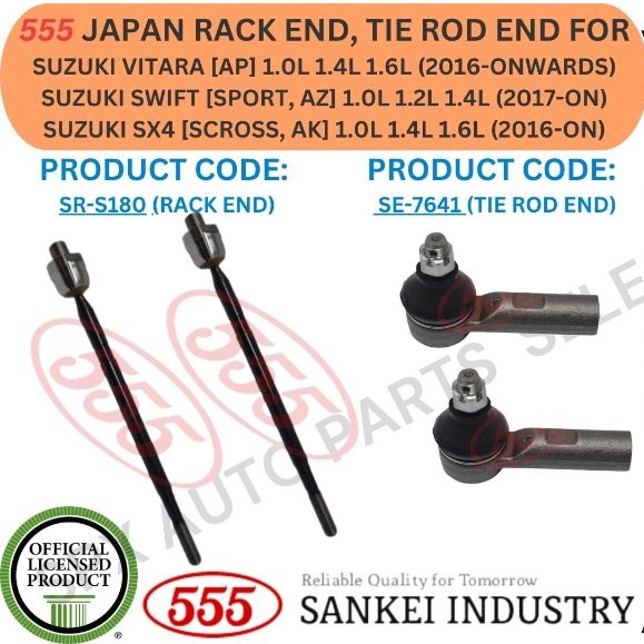 555 GENUINE JAPAN TIE ROD END / RACK END FOR SUZUKI VITARA [AP] '16YR ...
