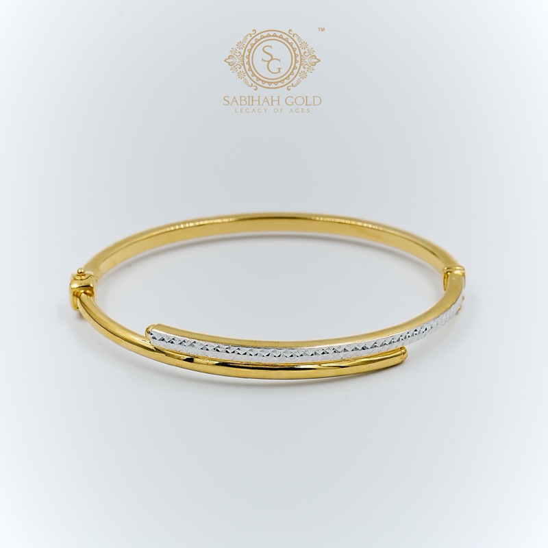 SABIHAHGOLD Bangle Stm Chrome 916/22K Original Gold GBG0000233 | Shopee ...