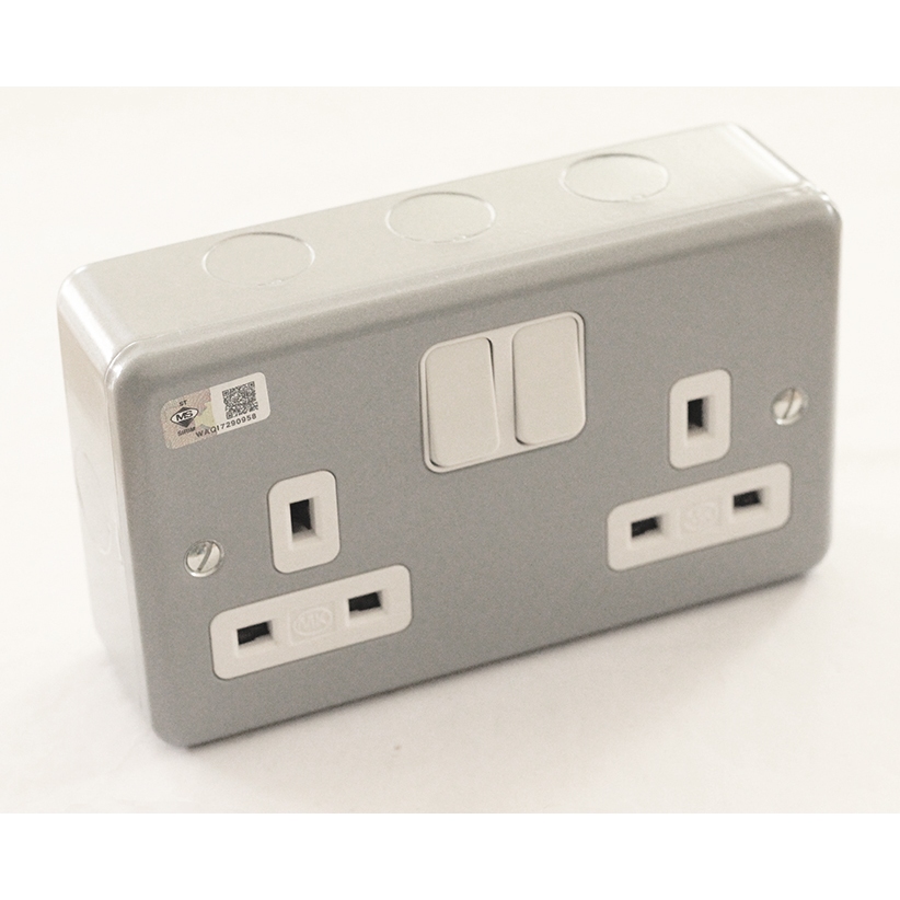 MK K2946ALMMY 13A 250V 2 Gang Metal Clad Plus Switch Socket Outlet (SIRIM Approved) | Shopee ...