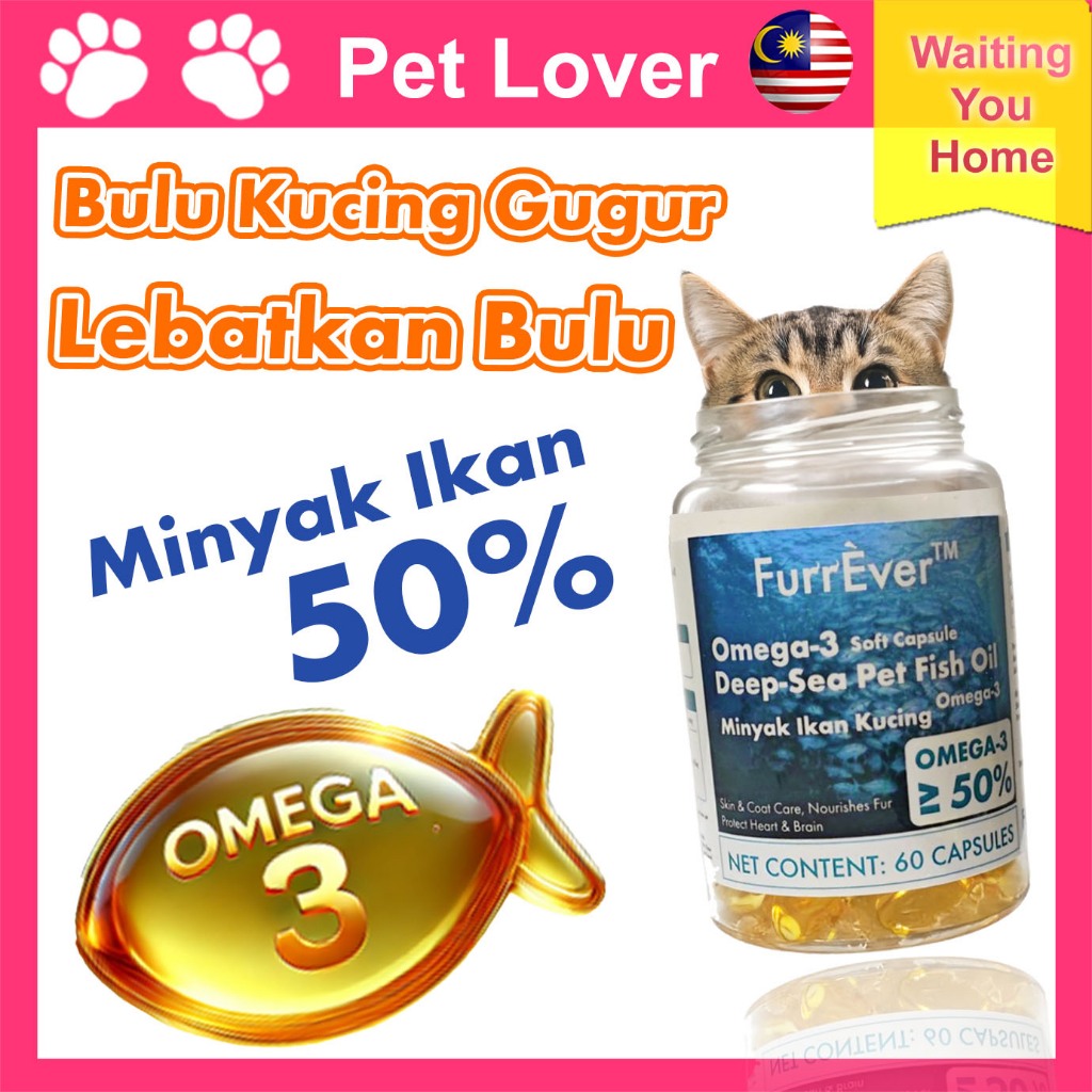 PETLOVER Ubat Lebatkan Bulu Kucing Gugur Lebat Cat Fish Oil Omega 3 ...
