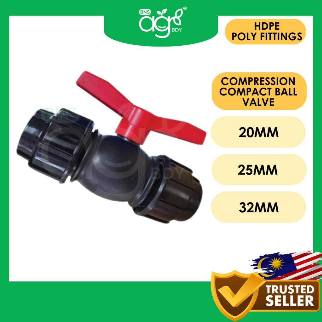 AgroBuddy 20/25/32mm HDPE Injap Bebola Kompak | Poly PP Compact Ball Valve Poly Ball Valve ...