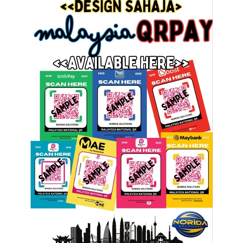 DESIGN SAHAJA (PDF/PNG). CUSTOMIZED QR Code QRPay Malaysia, Maybank ...