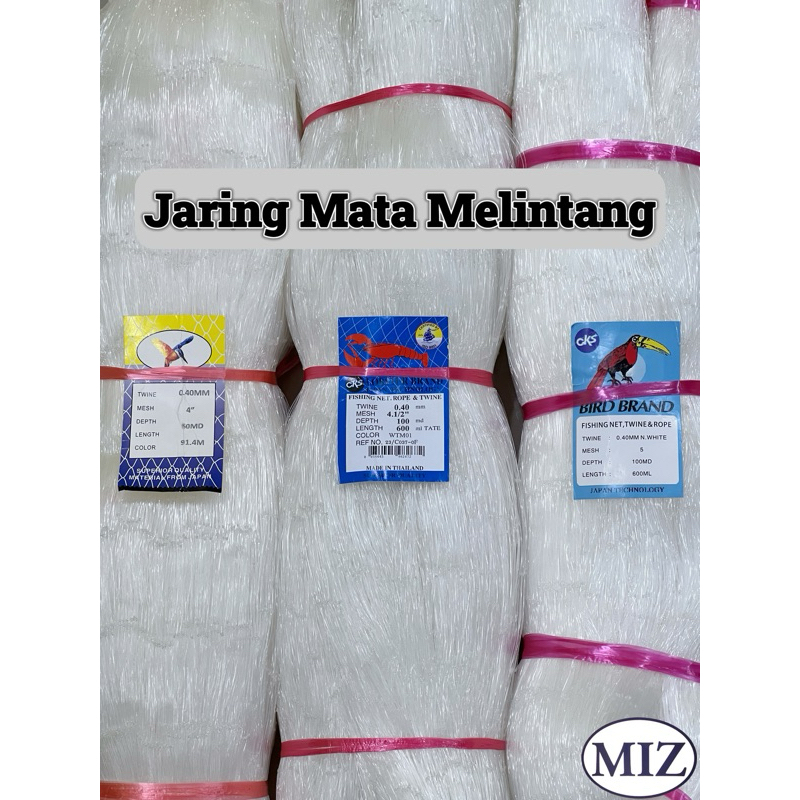 040 x 4" 4 1/2" 5" x 100MD x 600ML Mata Melintang Fishing Net Jaring ...