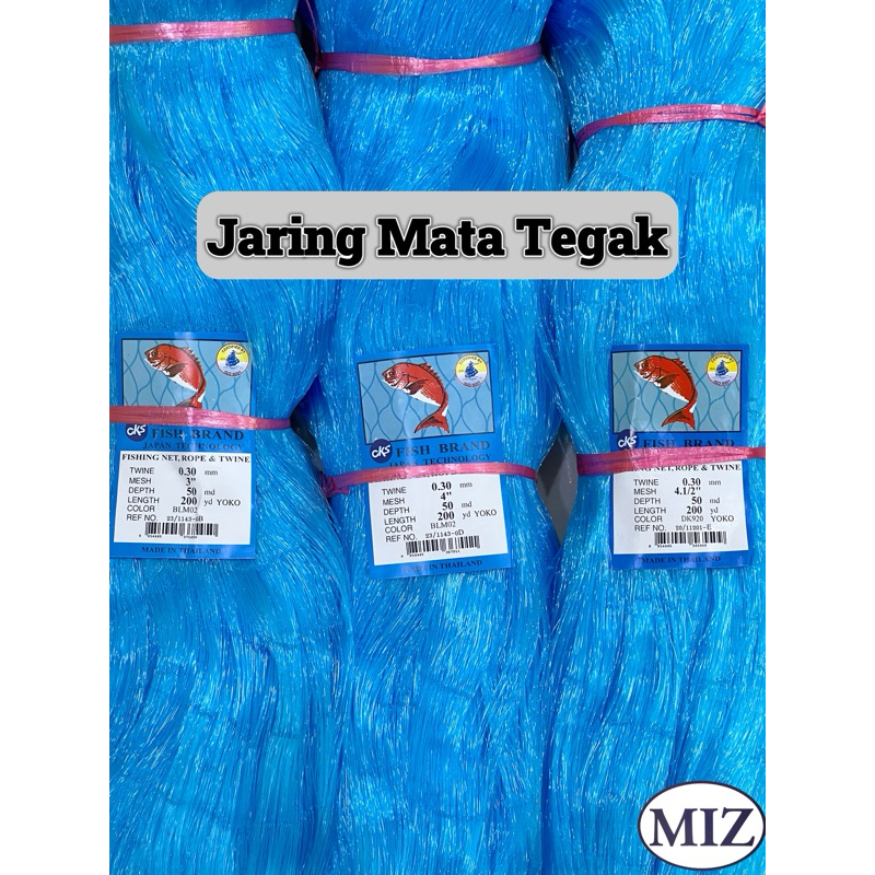 030 x 3" 3 1/2" 4" 4 1/2" 5" x 50MD x 200YDS Mata Tegak Fishing Net ...