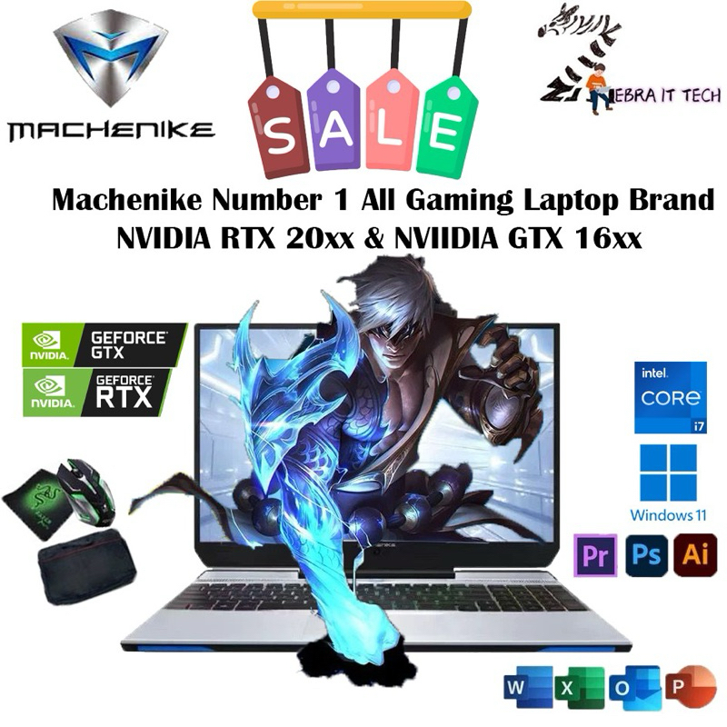 (R) Machenike 15.6" Gaming Laptop Intel Core i7 NVIDIA RTX GTX 16/32GB ...