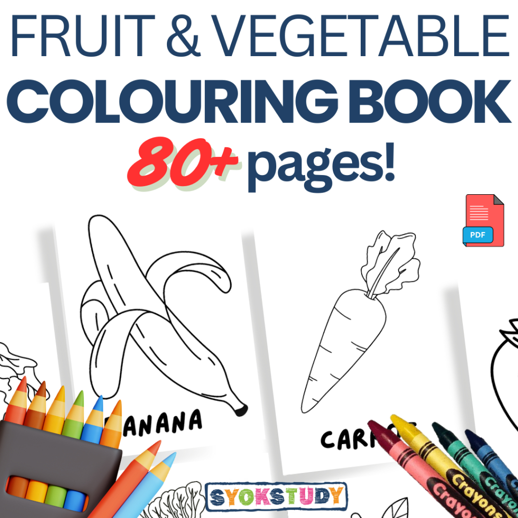 PDF | Fruit & Vegetable Colouring Book For Kids | Coloring - 80+ pages ...