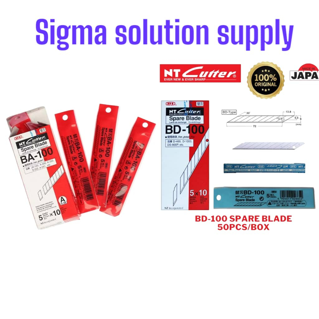 Japan NT Cutter Spare Blade BA-100 & BD-100 NT Cutter 1TUBE(5PCS ...