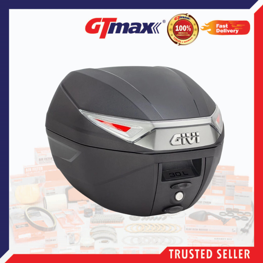 KOTAK GIVI BOX MONOLOCK TOP CASE BLACK WITH RED REFLECTOR C30 NTL C30NTL SMOKE REFLECTOR STORAGE ...