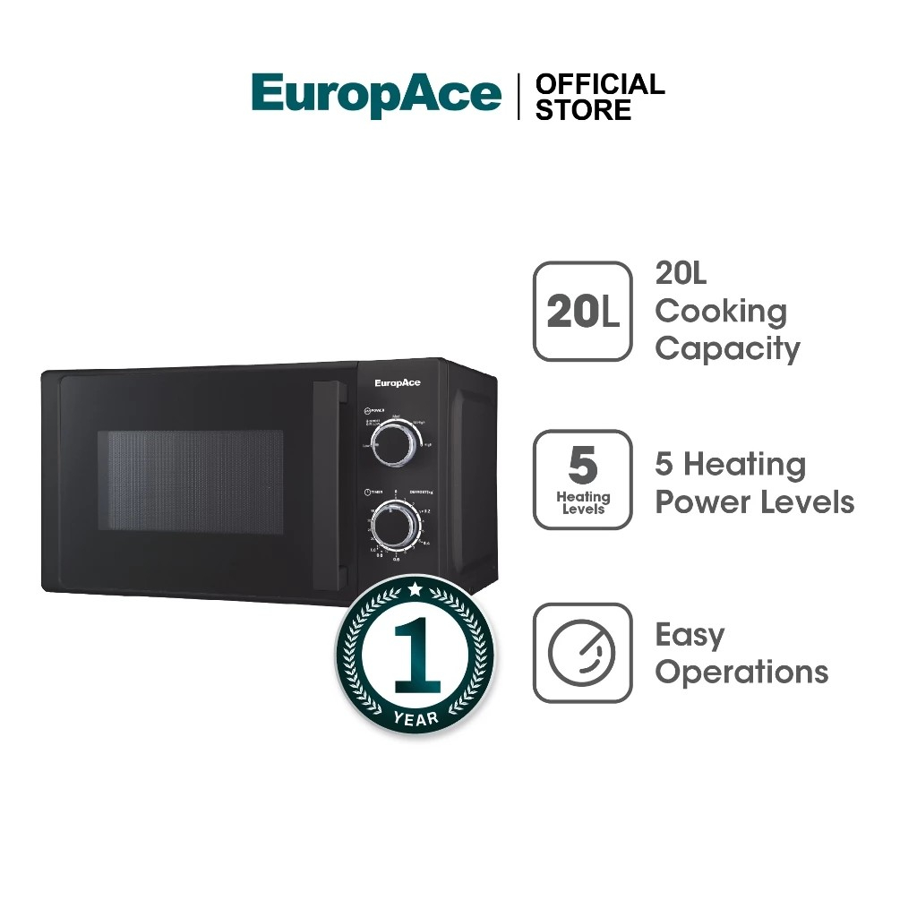EuropAce 20L Microwave Oven 25 5mm Black - EMW 1201S | Shopee Malaysia