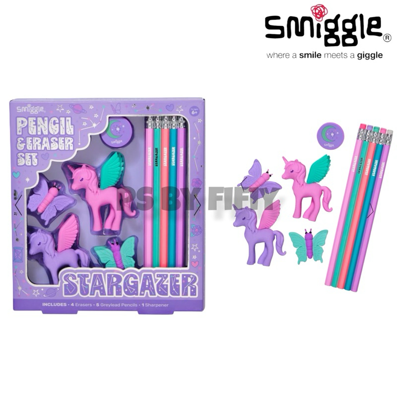 100% Original Smiggle Stationery Eraser Pencil Gift Set Box Scented ...
