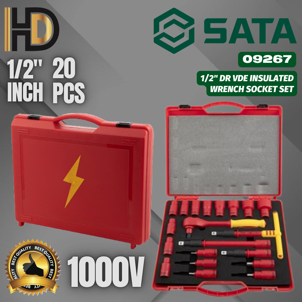 SATA 20 Pcs VDE Insulated Ratchet & Wrench Socket Set / SATA VDE ...
