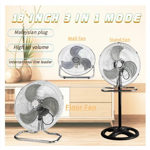 18 Inch Industrial 3 in 1 Stand Desk Wall Fan High Velocity Standing ...