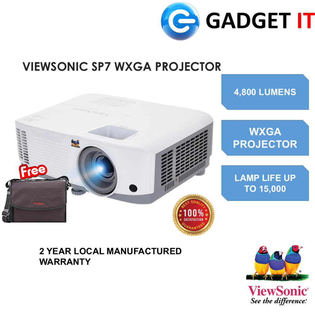 VIEWSONIC SP7 WXGA HDMI 4800 LUMENS PROJECTOR WITH CARRY BAG (NEW MODEL) - REPLACEMENT PA700W ...