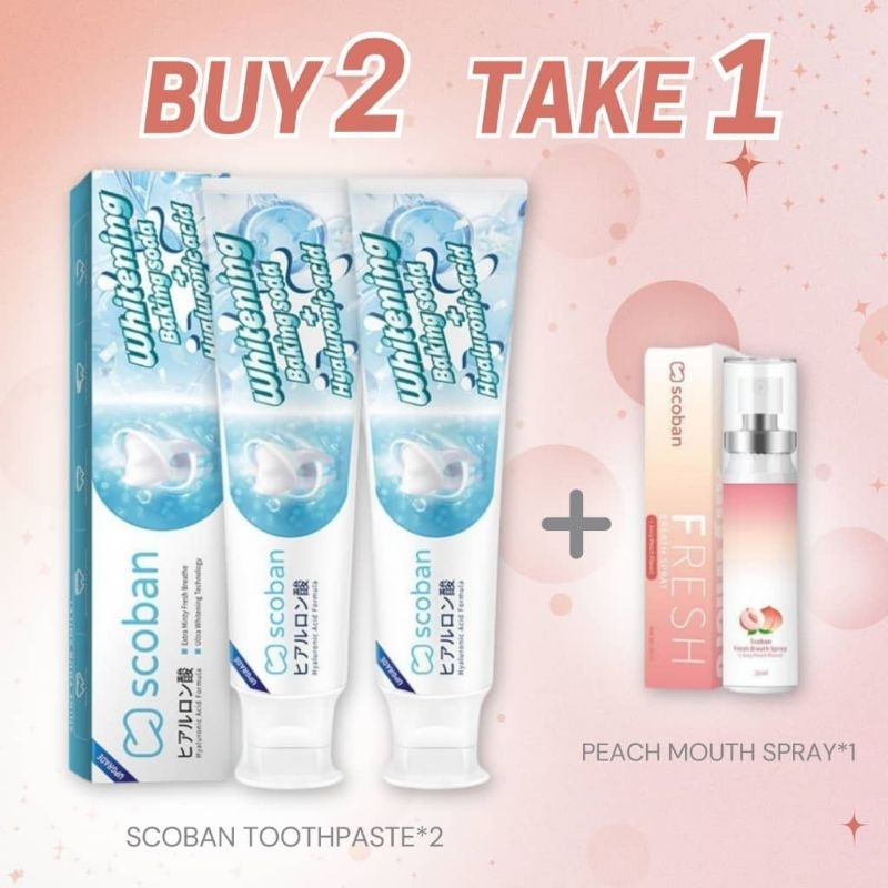 Scoban Baking Soda + Hyaluronic Acid Whitening Toothpaste & Refreshing ...