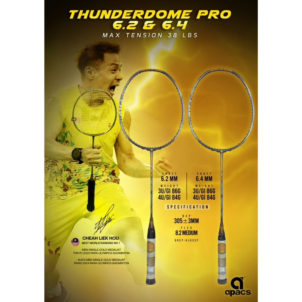 Apacs Badminton Racket Thunderdome Pro 6.2 & 6.4 / Raket Badminton ...