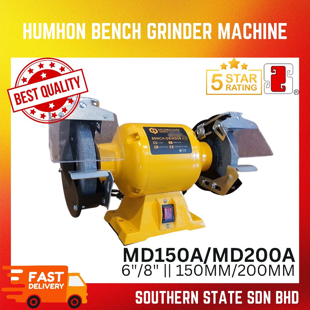 HUMHON MD150A / MD200A Bench Grinder Machine 6"/8" || 375W/650w ...