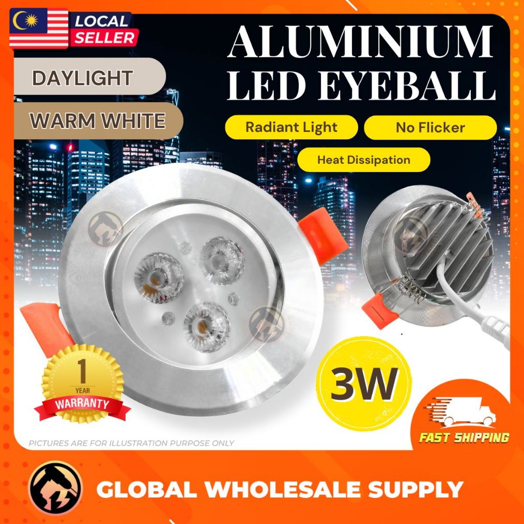 3W Eyeball Downlight Lampu Siling Lampu Hiasan Rumah Spotlight Eyeball ...