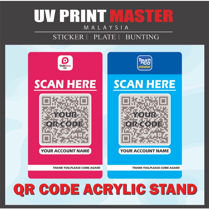 Touch n Go stand and DuitNow QR Code Stand for business customized ...