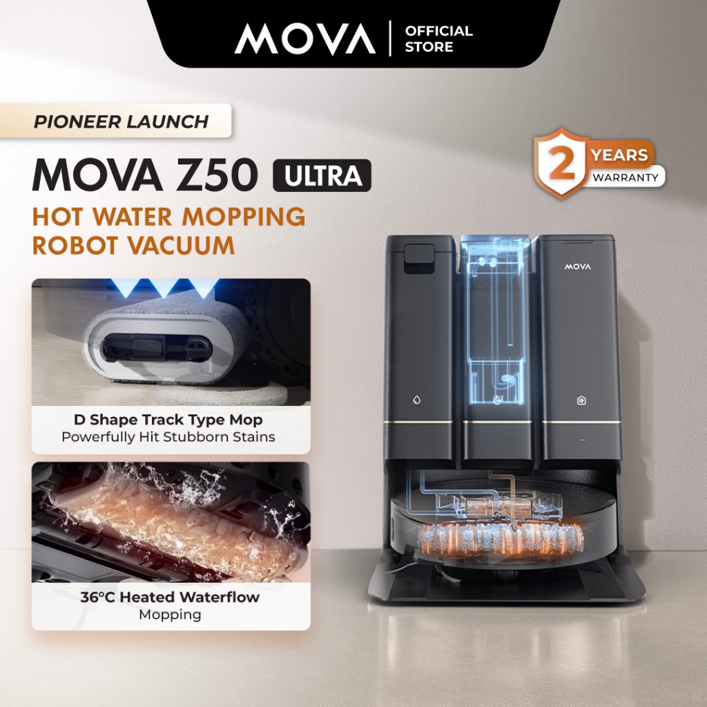 Pioneer Launch | MOVA Z50 Ultra Robot Vacuum | D-Shape Roller Brush ...