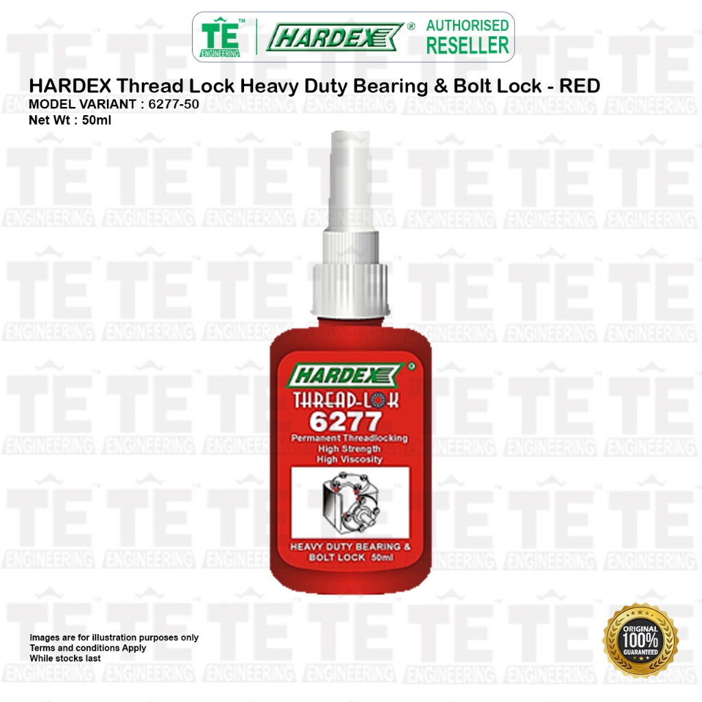 HARDEX Thread Lock Heavy Duty Bearing & Bolt Lock RED - 50ml ( 6277-50 ...