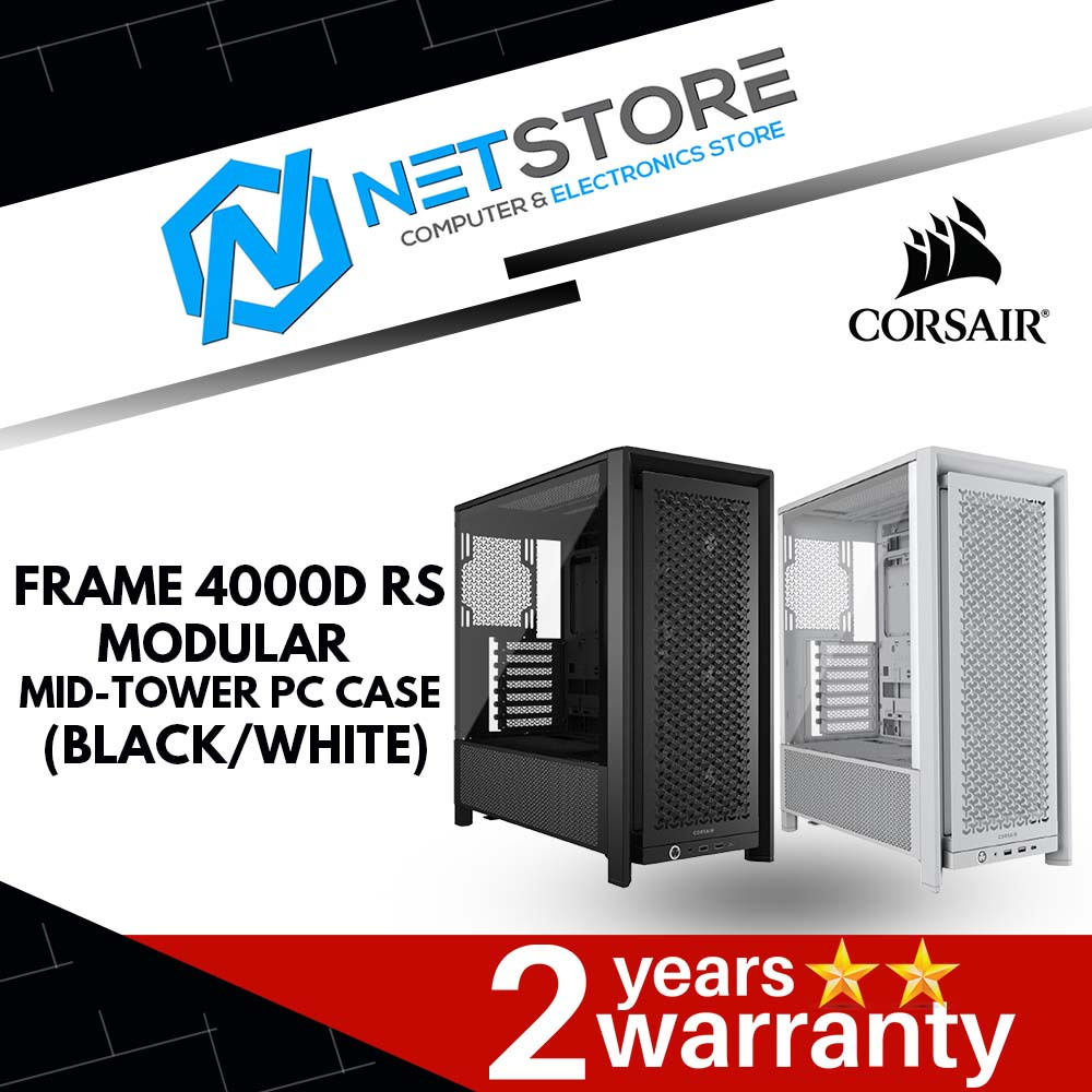 CORSAIR FRAME 4000D RS MODULAR MID-TOWER PC CASE- (BLACK/WHITE ...