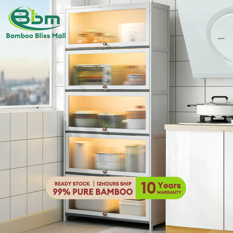 BBM Bamboo Dustproof Storage Cabinet 3/4/5 Layers Kitchen Storage ...