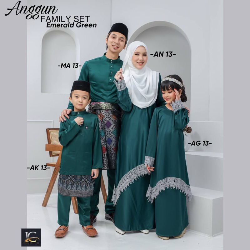 [EMERALD GREEN] KURUNG MODEN LACE ANGGUN SET FAMILY SEDONDON AYAH , IBU ...