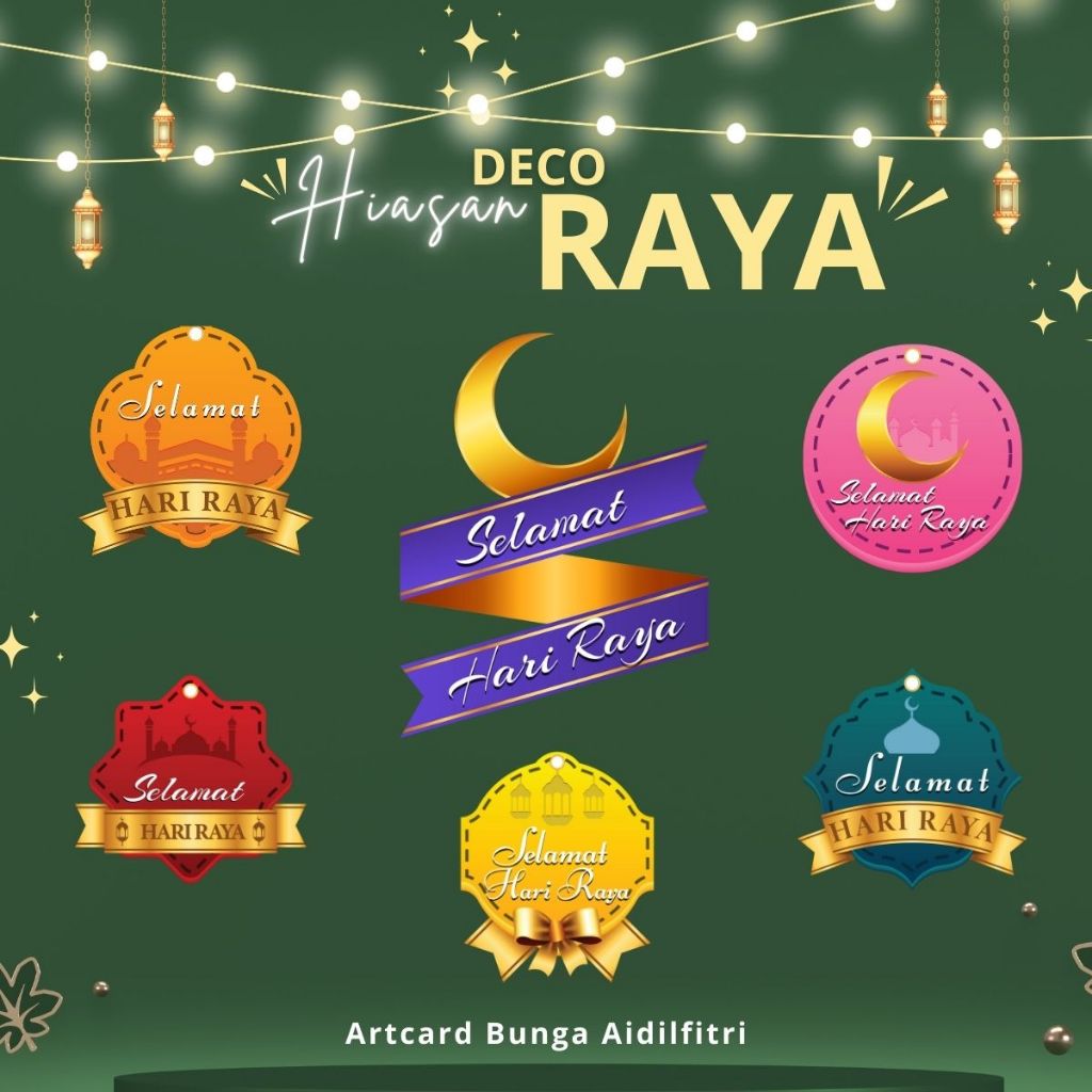 Hiasan Dekorasi HARI RAYA AIDILFITRI / Bunga Raya Bulat Boleh Tampal ...