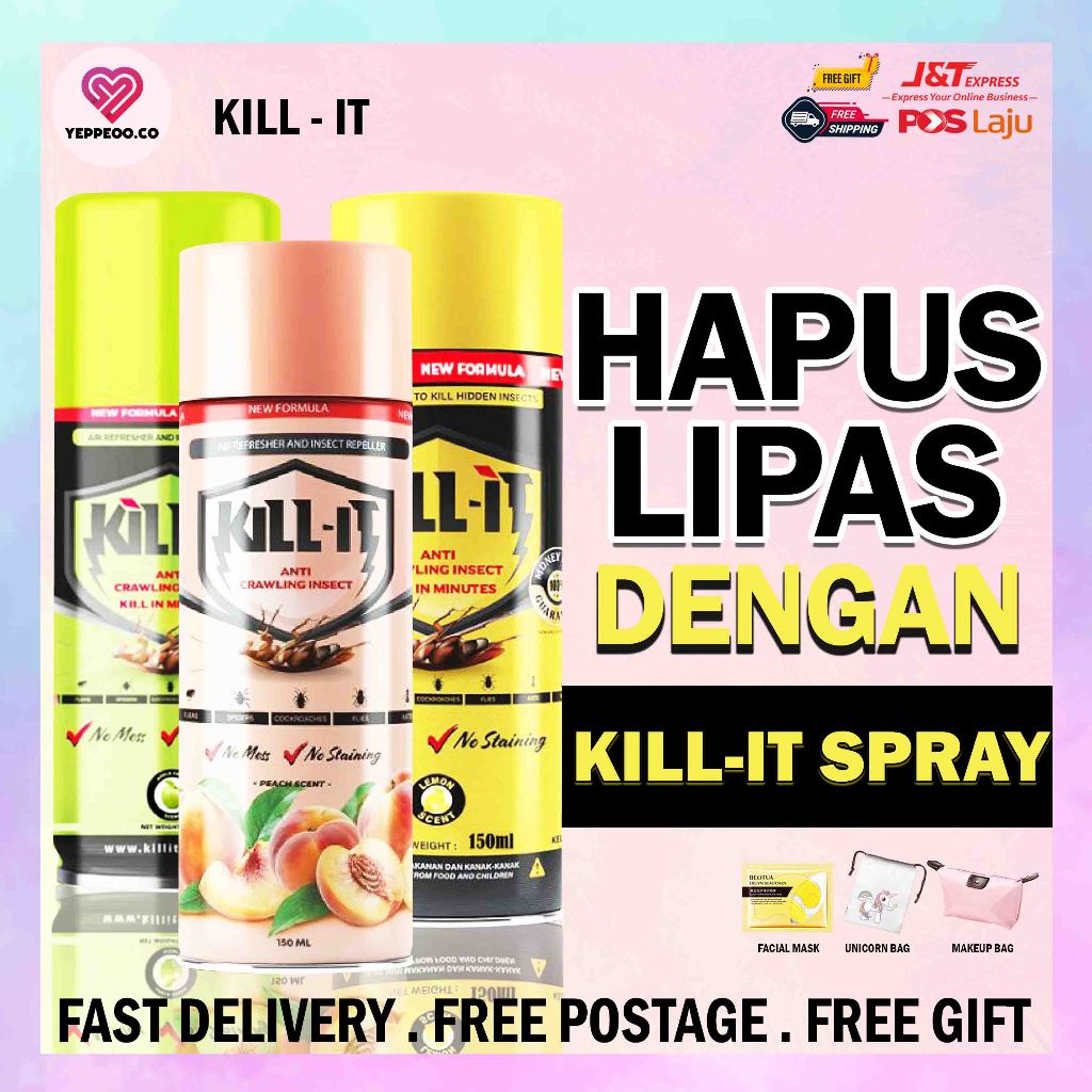 KILL-IT SPRAY PAKAR PEMBASMI LIPAS DAN SERANGGA FREE GIFT ORIGINAL HQ ...