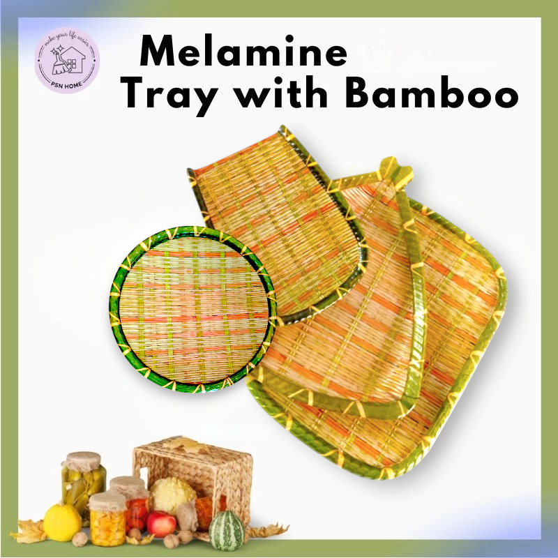 Melamine Tray Plate with Bamboo Pinggan Melamin dengan Buluh | Shopee ...