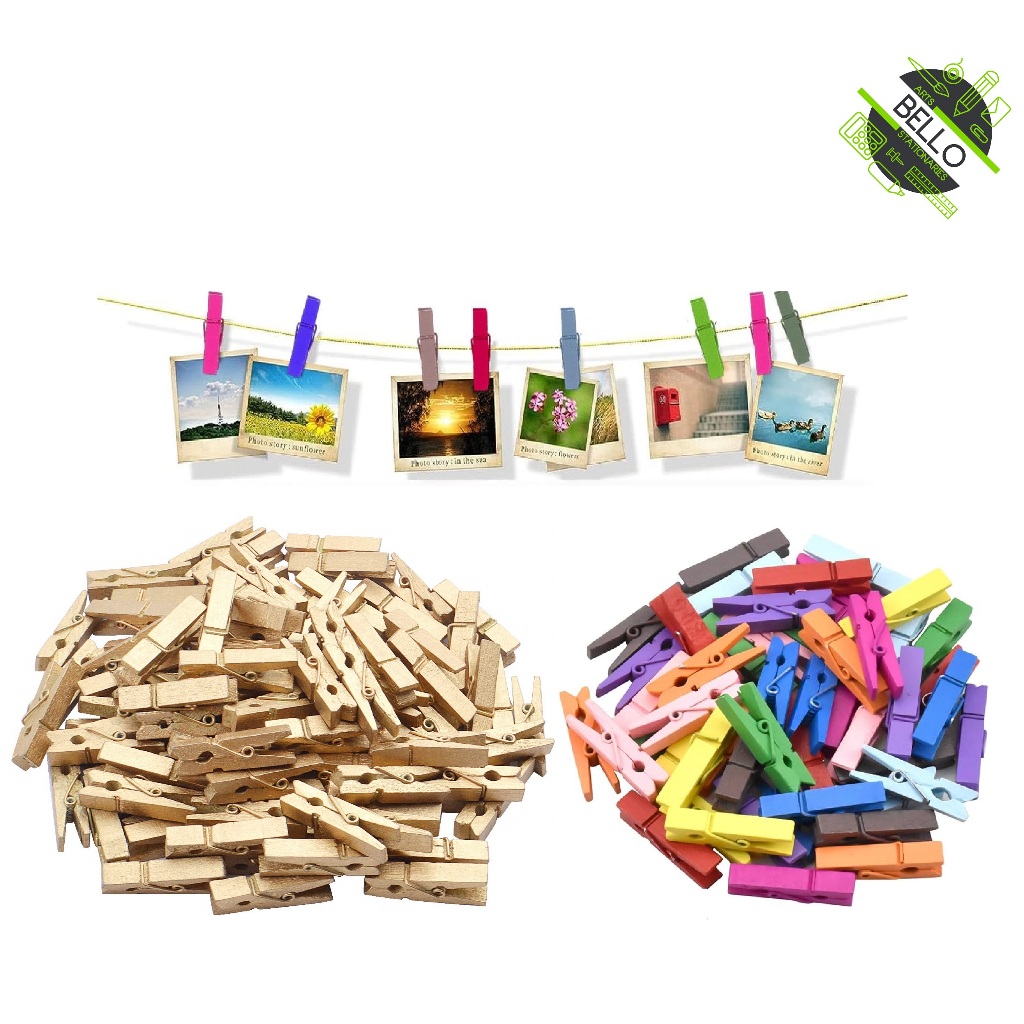 Plain / Colorful color Wooden Pegs for Art And Craft Diy | Shopee Malaysia