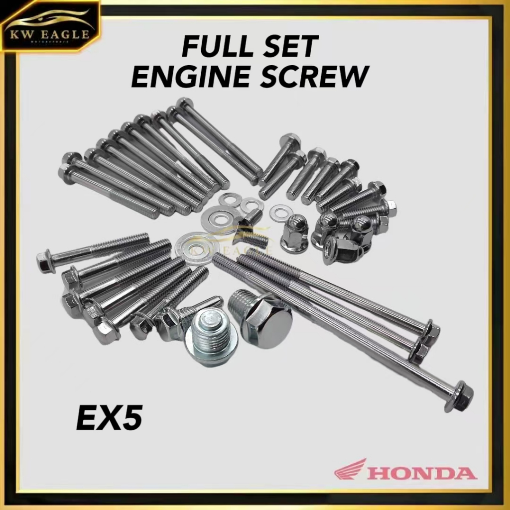 HONDA EX5 HP EX5 DREAM FULL SET ENGINE SCREW SKRU ORIGINAL WITH OIL NUT ...