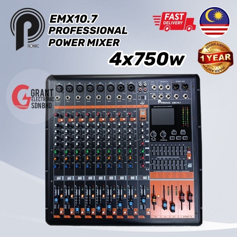 PRONIC Ampaudio EMX10.7 10Channel PROFESSIONAL POWER MIXER 4x750W ...
