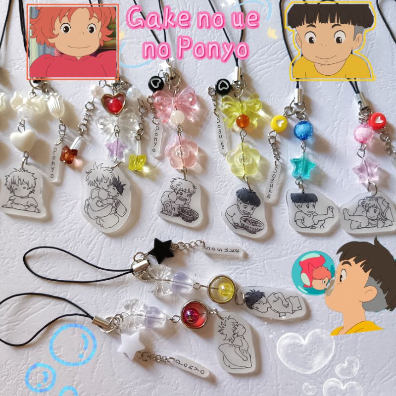 【PuCa】Ponyo on the cliff phone charms/ponyo/sosuke/couple/matching ...