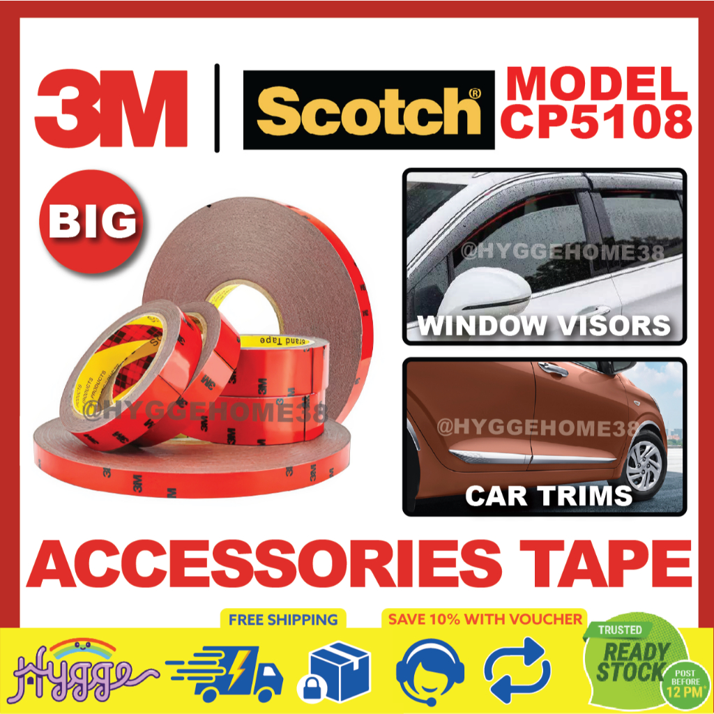 3M CP5108 Double Sided Tape Grey 33meters 0.8mm Acrylic Foam Tape Heat Resists Car Heavy Duty ...