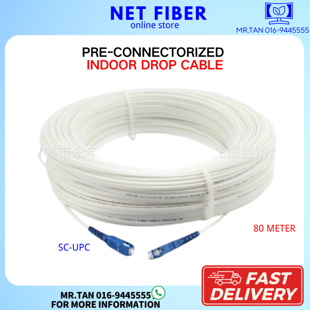 FTTH SC-UPC INDOOR Fiber Drop Cable 80m (White Colour) | Shopee Malaysia