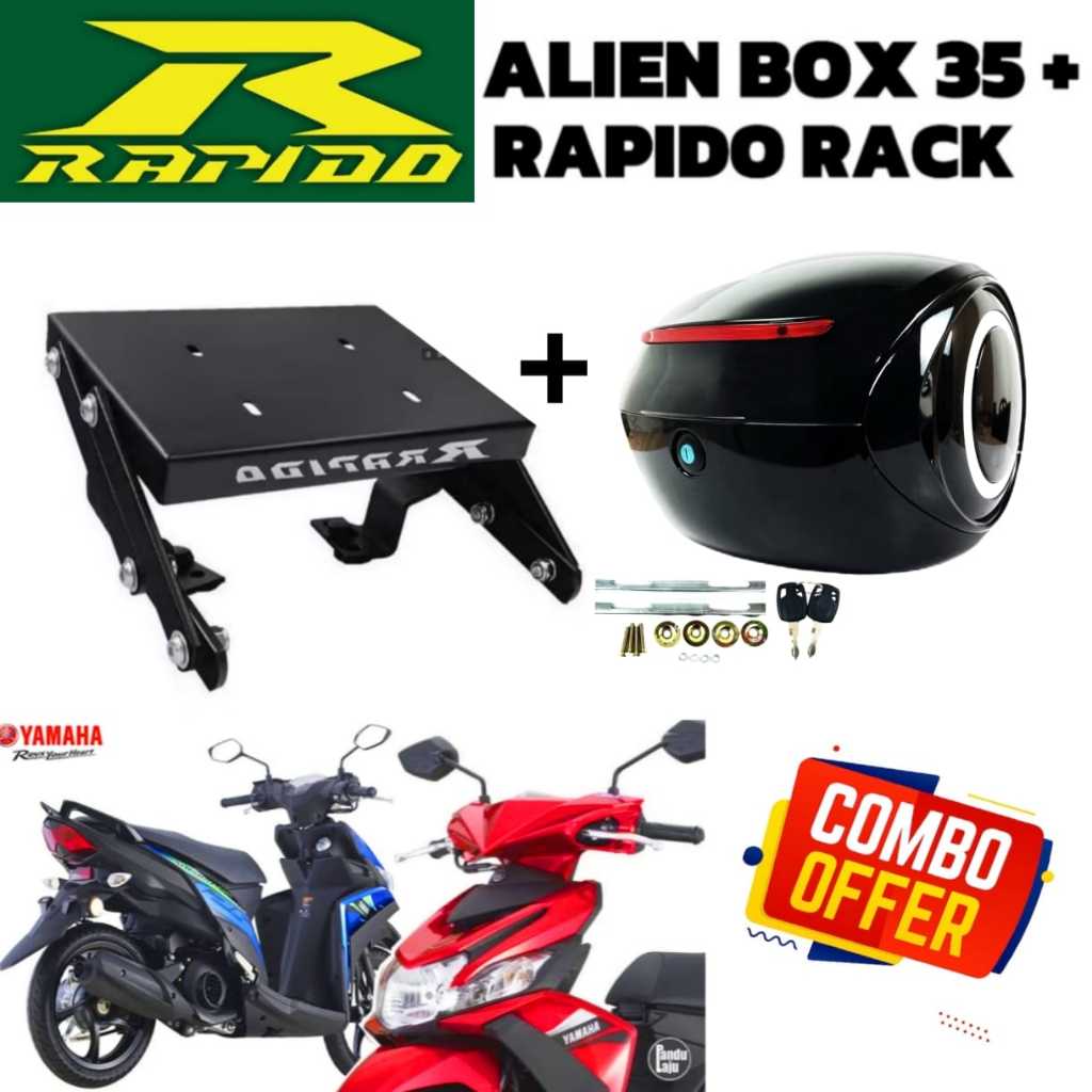 COMBO SET BOX SIPUT 35L YAMAHA EGO SOLARIZ + MONORACK RAPIDO EGO ...