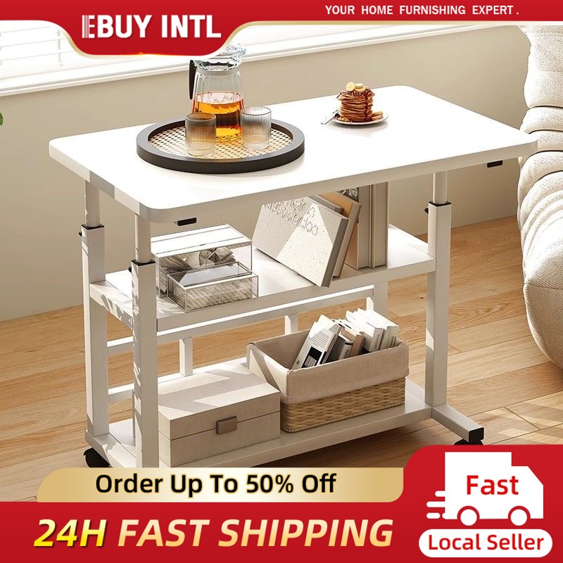 EBUYINT Adjustable Height Lifting Table with Wheel Bedside Laptop Table Portable Movable Side ...