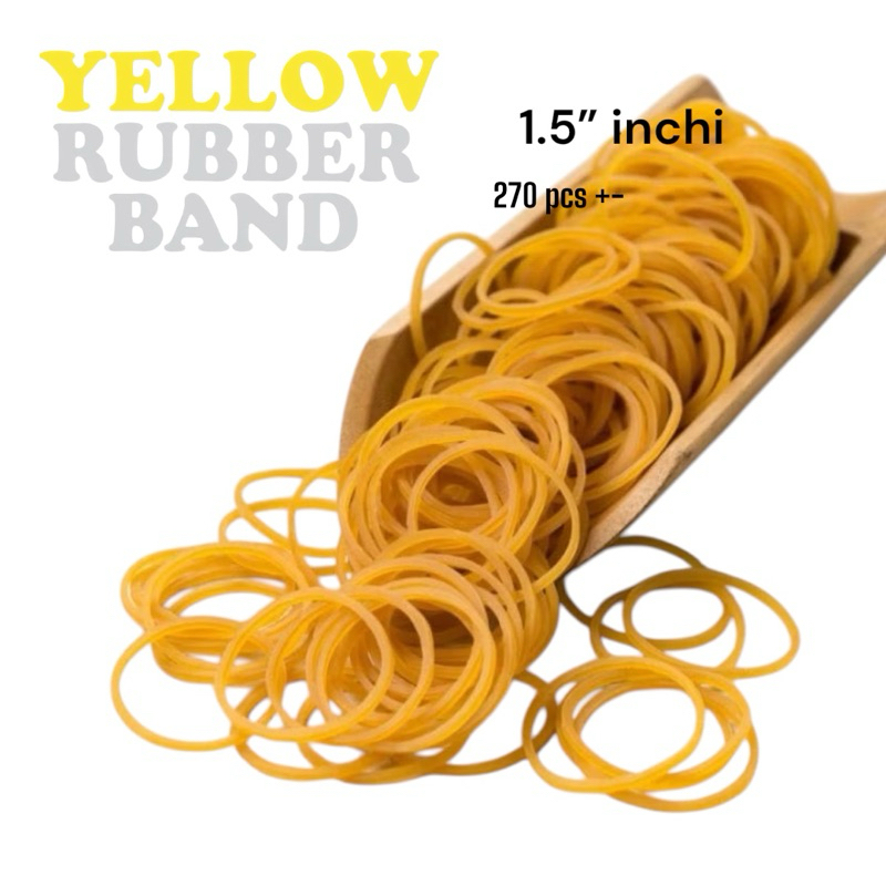 1.5 inchi Pure Yellow Rubber Band Getah Pengikat Gelang Getah Bungkus ...