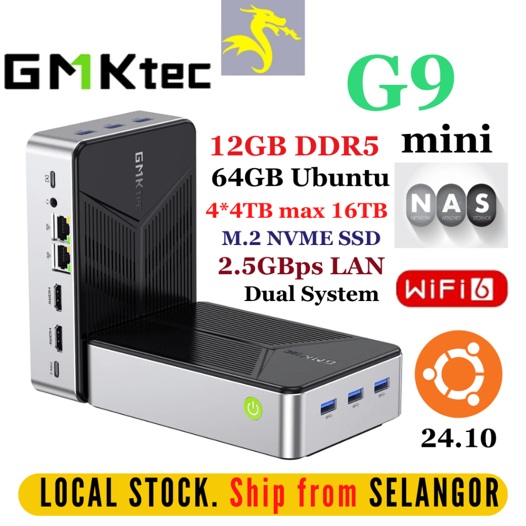 GMKtec G9 Intel N150 Mini NAS Ubuntu Windows Mini PC 12GB DDR5 RAM 4TB ...
