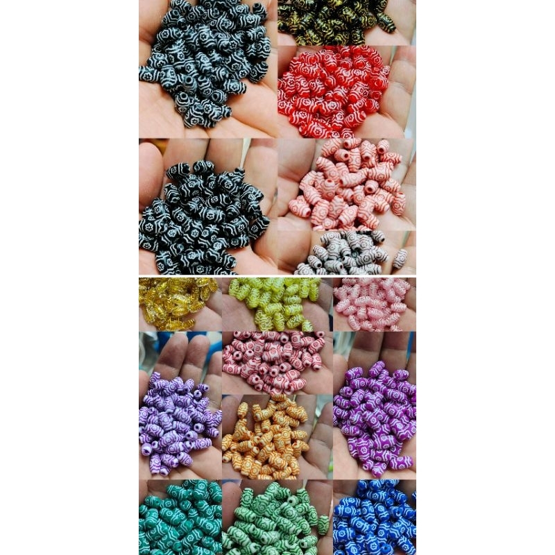 Acrylic Antique Beads Manik Bunga Terung 6x11mm (50+-pcs/80+-g ...
