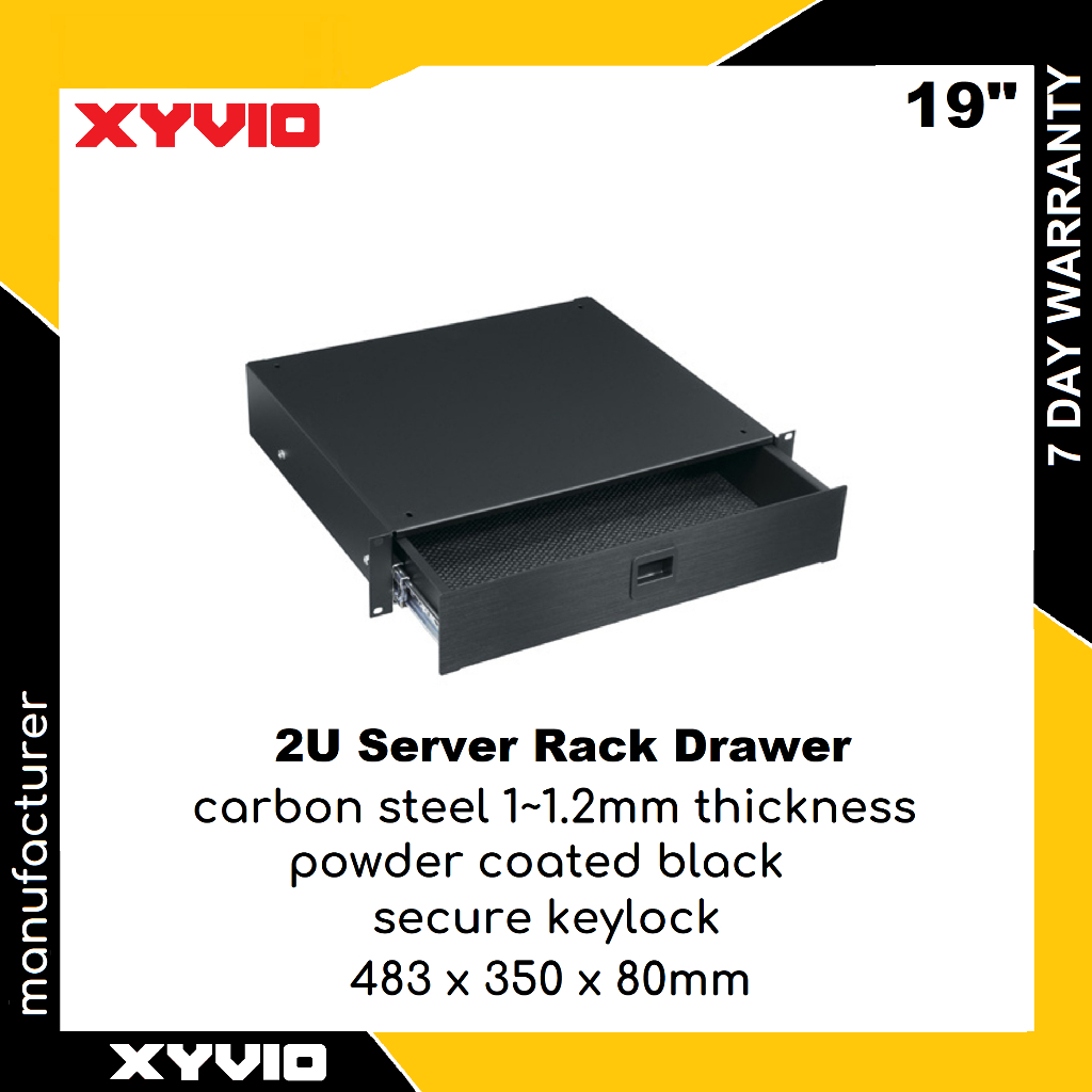 2U Drawer 19 Inch Standard Size Rack Mount Drawer Case with Bracket Key ...