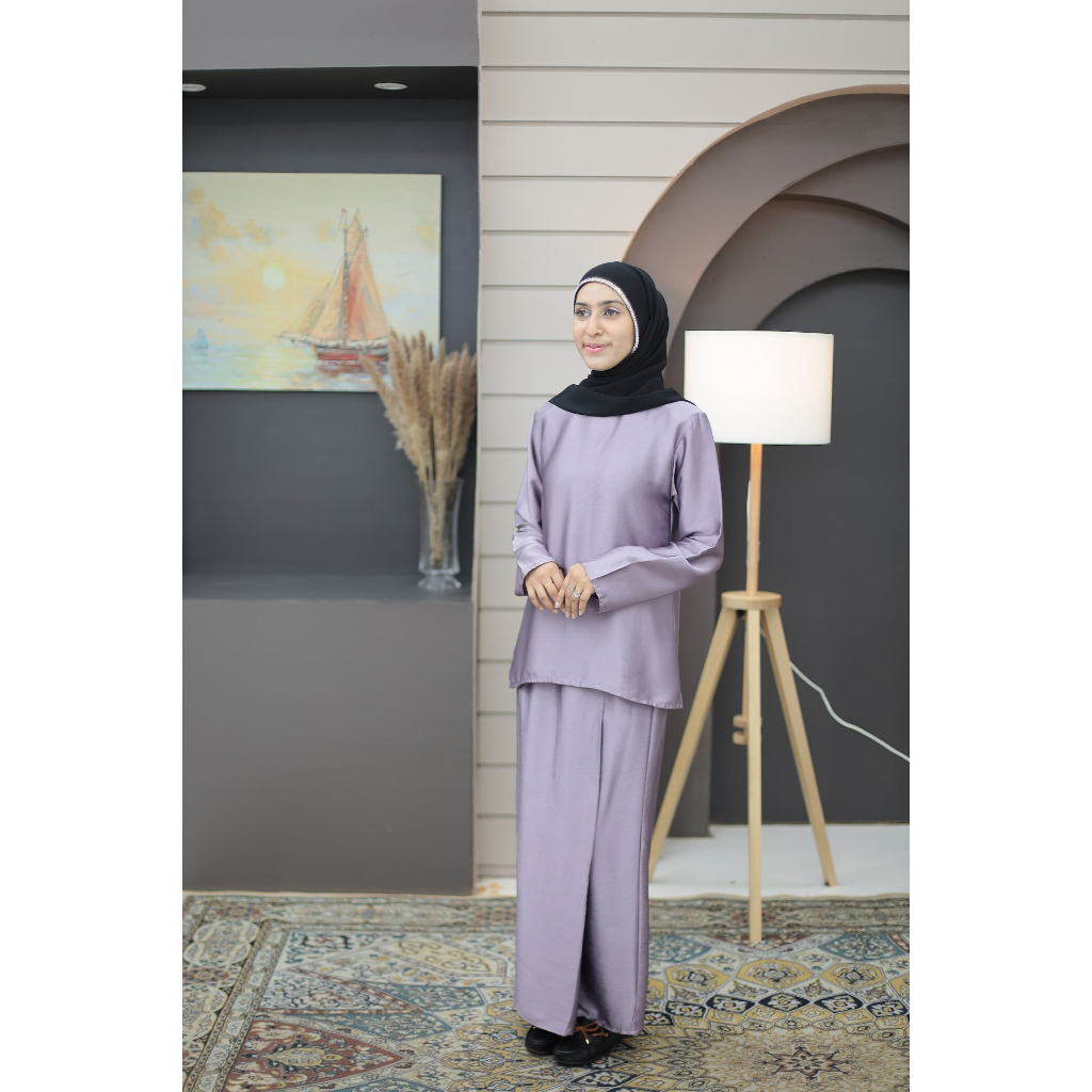 BAJU KURUNG KEDAH SATIN CRUSH MATERIAL ADA POCKET KAIN LIPAT DEPAN ...