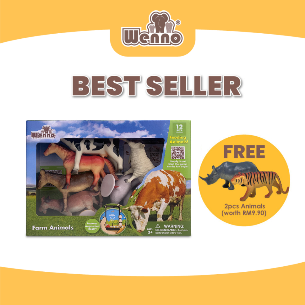 Wenno 12pcs Farm Animals in window box Educational Realistic Plastic ...