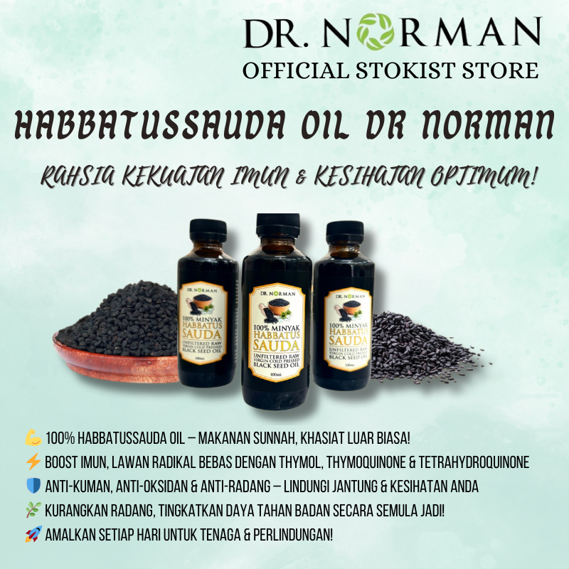 0225 MINYAK HABBATUS SAUDA / ORIGINAL BLACK SEED OIL DR NORMAN 100ML ...