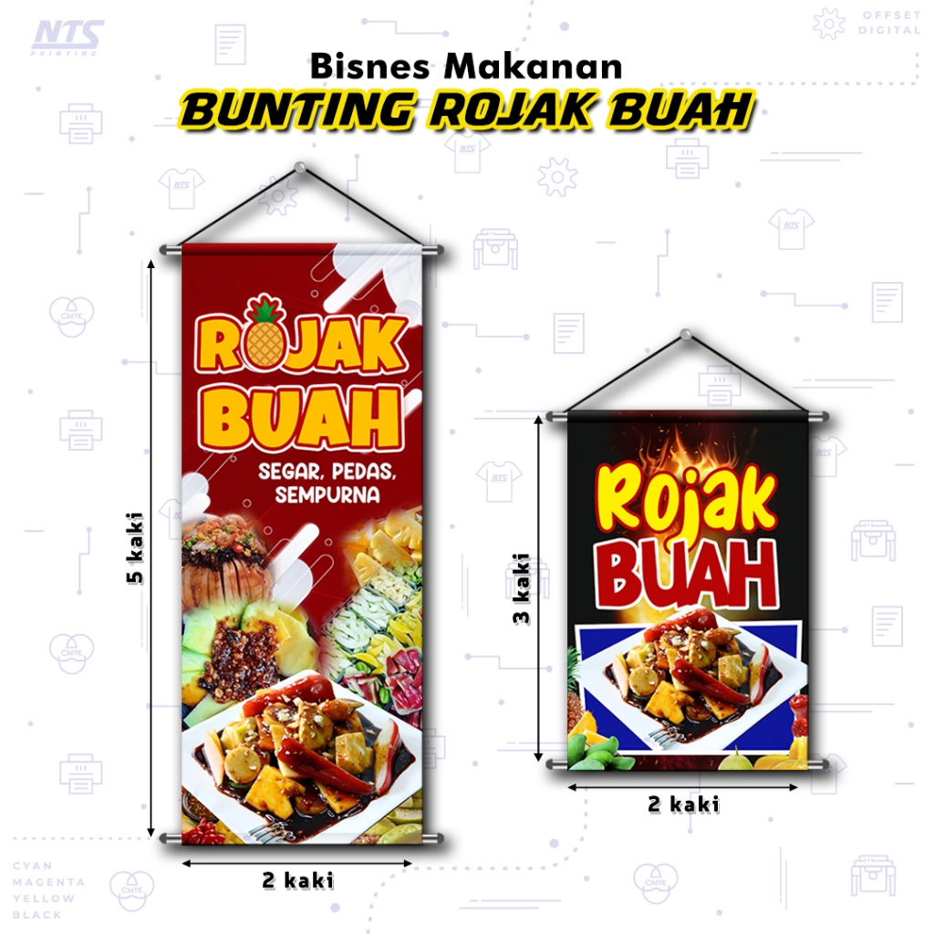 🔥READY DESIGN🔥 Bunting Rojak Buah - Tebal / Kalis Air / Lasak/ Peniaga ...